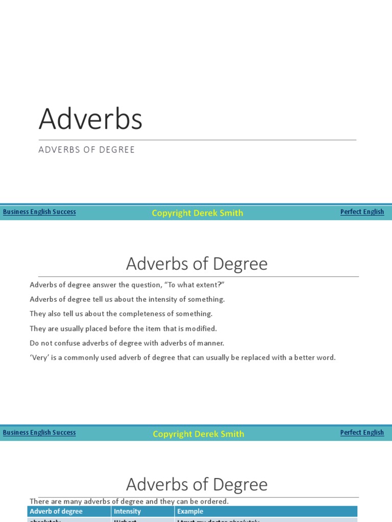Adverbs of Degree | PDF | Adverb | English Language