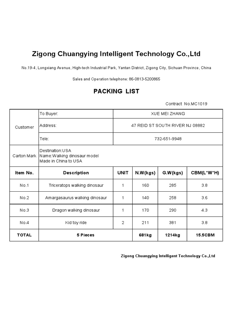 Packing List (Clearance | PDF