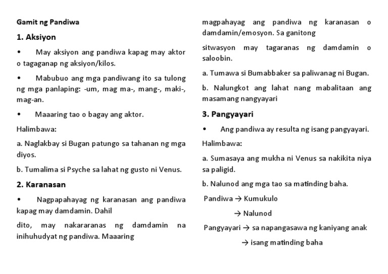 Gamit NG Pandiwa | PDF
