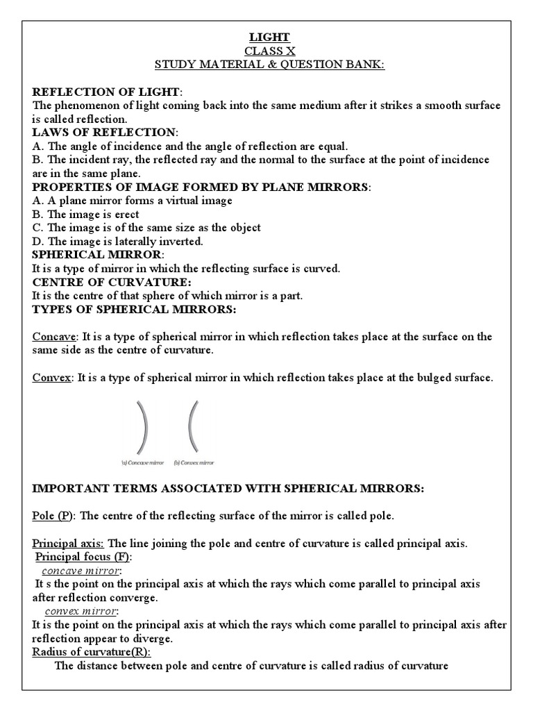 Light | PDF | Mirror | Optics