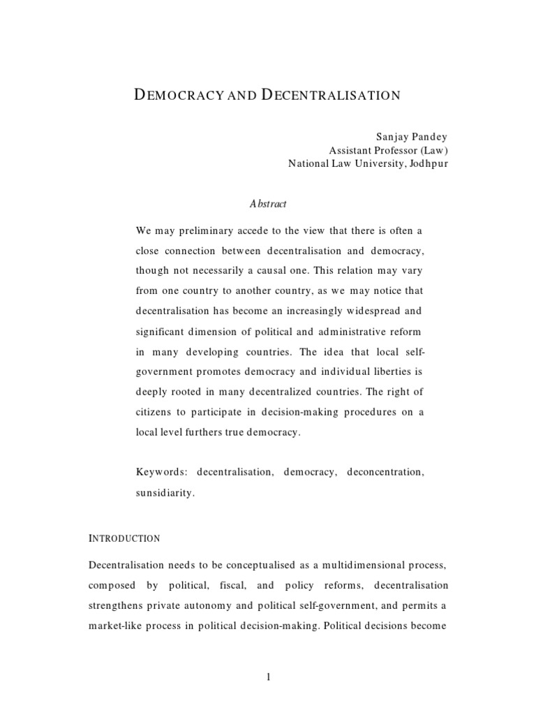 SSRN 878432 | PDF | Decentralization | Democracy