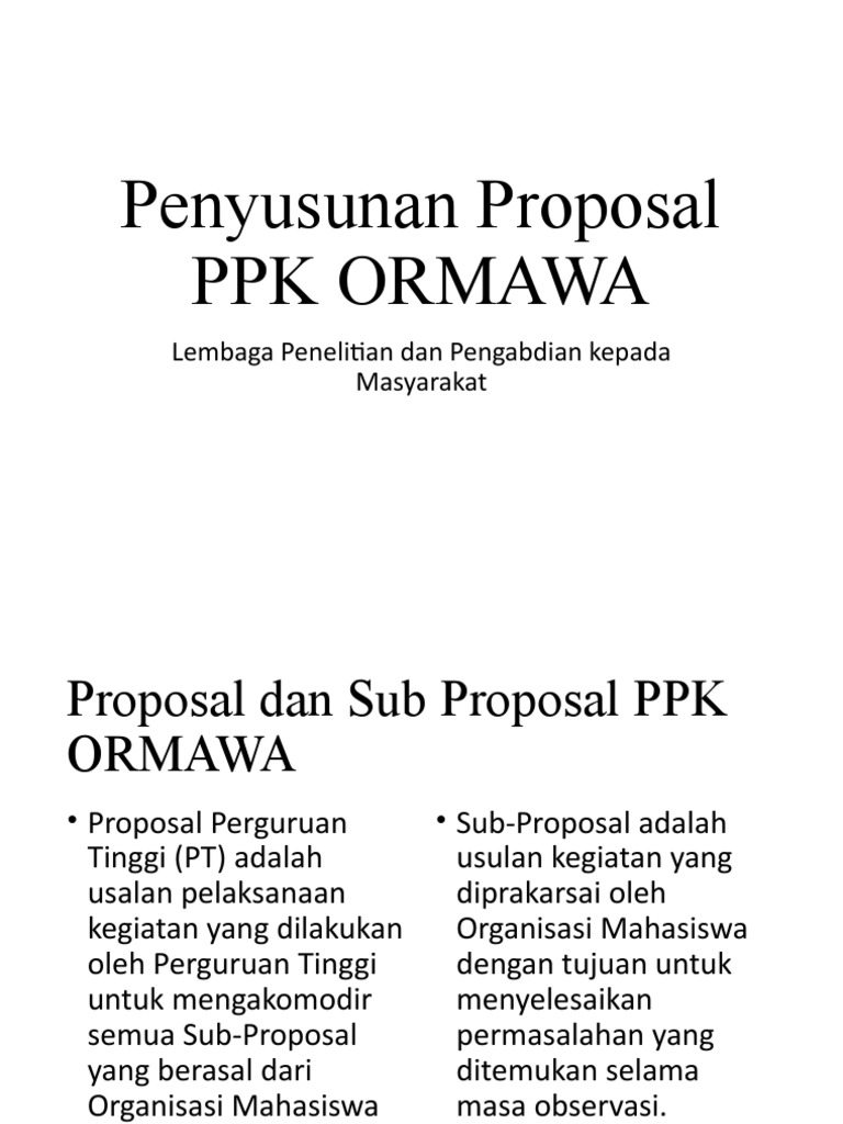 Penyusunan Proposal PPK ORMAWA Presentasi LPPM | PDF