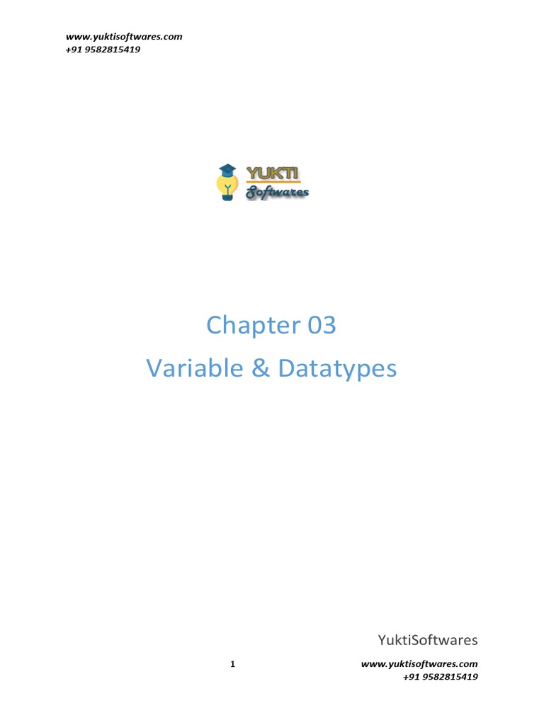 Chapter03 Variable And Datatypes Pdf Data Type Integer Computer Science 7719