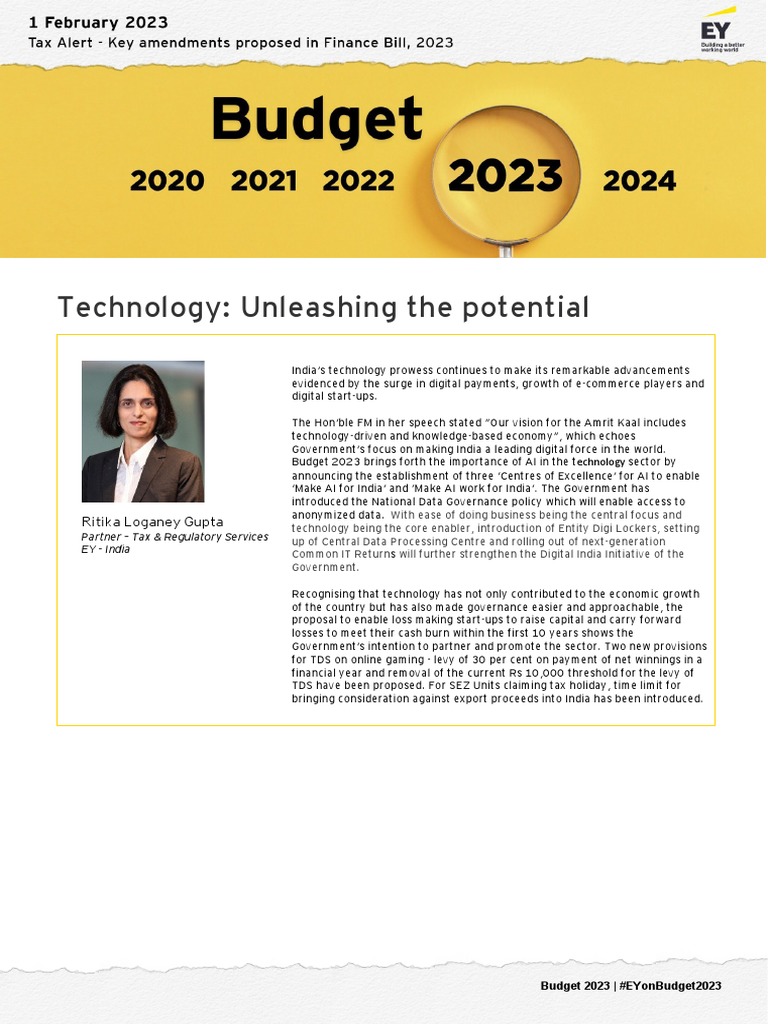 Ey Budget 2023 Technology Sector | PDF | Taxes | Reserve Bank Of India