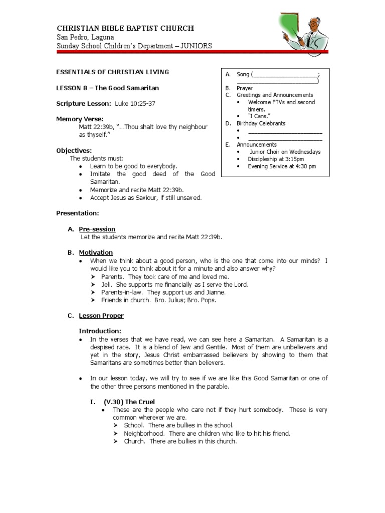 Good Samaritan Lesson for Juniors | PDF | Abrahamic Religions