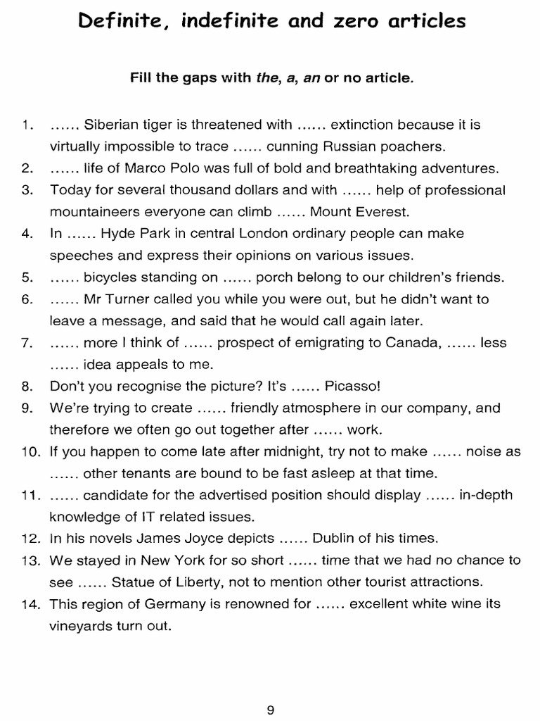 CAE Grammar (Articles) | PDF