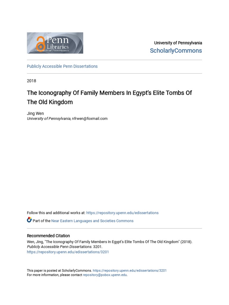 The Iconography of Family Members in Egypt's Elite Tombs of The Old ...
