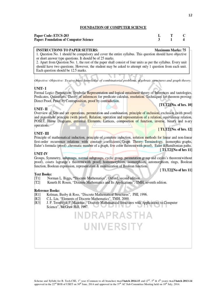 FCS Syllabus | PDF | First Order Logic | Mathematical Proof
