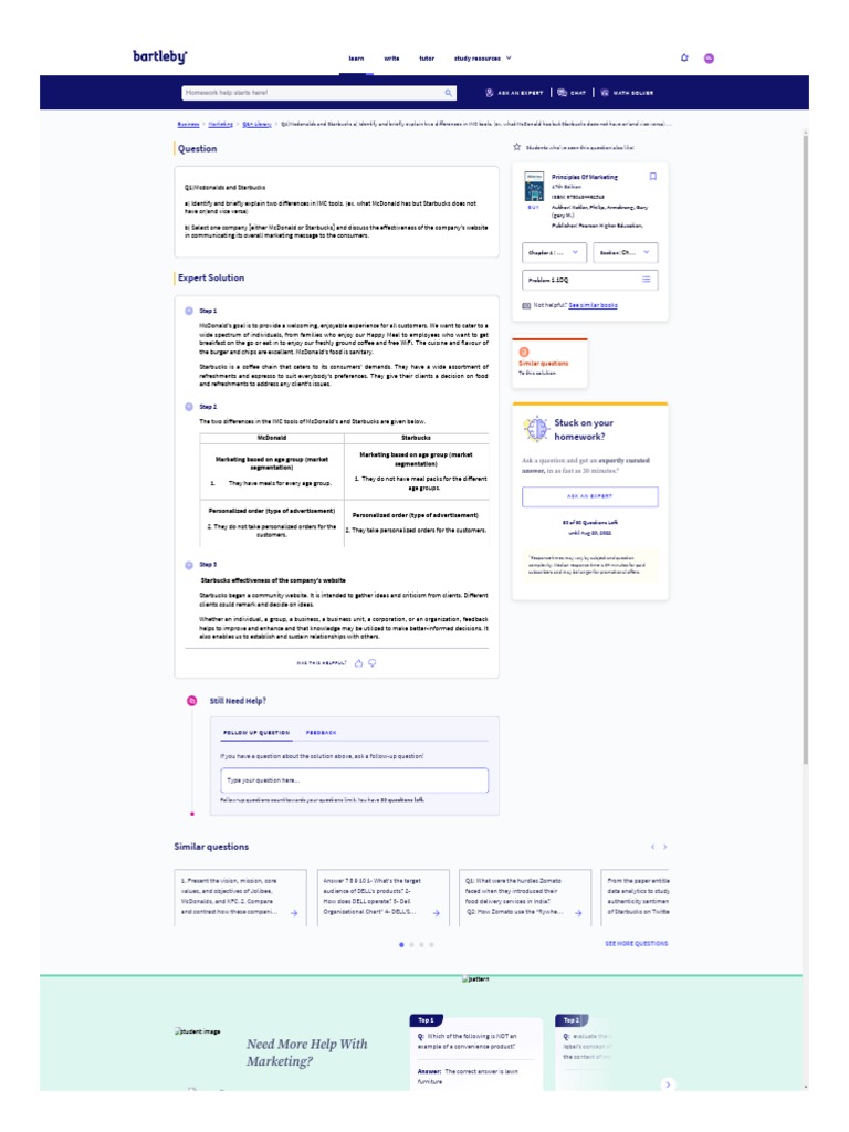 Answered - Q1) Mcdonalds and Starbucks A) Identify - Bartleby | PDF ...