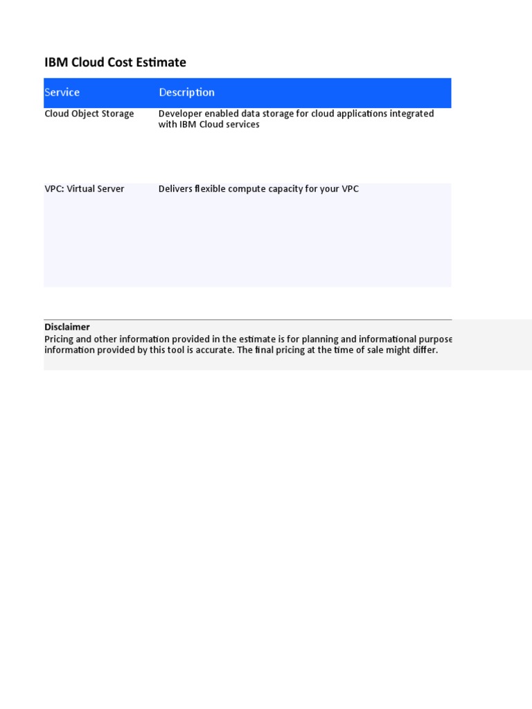 IBM Cloud Estimate | PDF