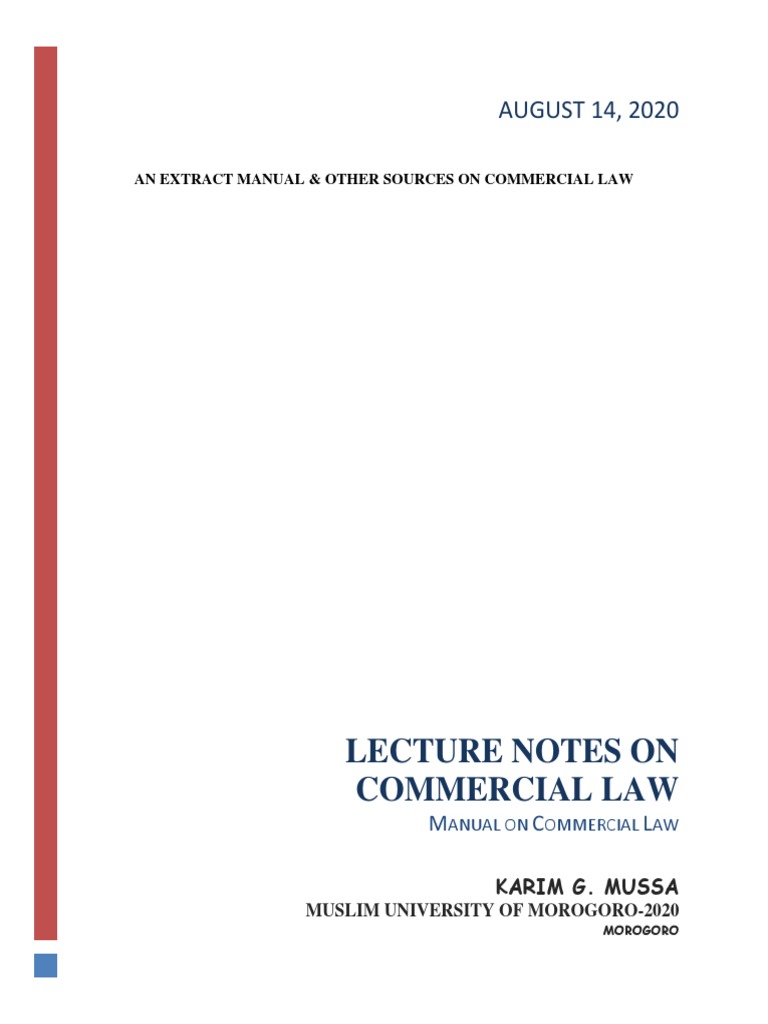 Lecture Notes On Commercial Law | PDF | Partnership | Sole Proprietorship