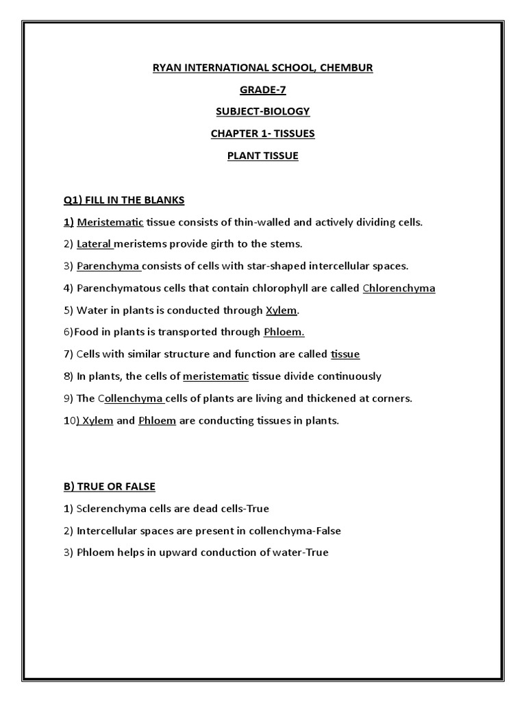 Tissue Notes | PDF | Science & Mathematics