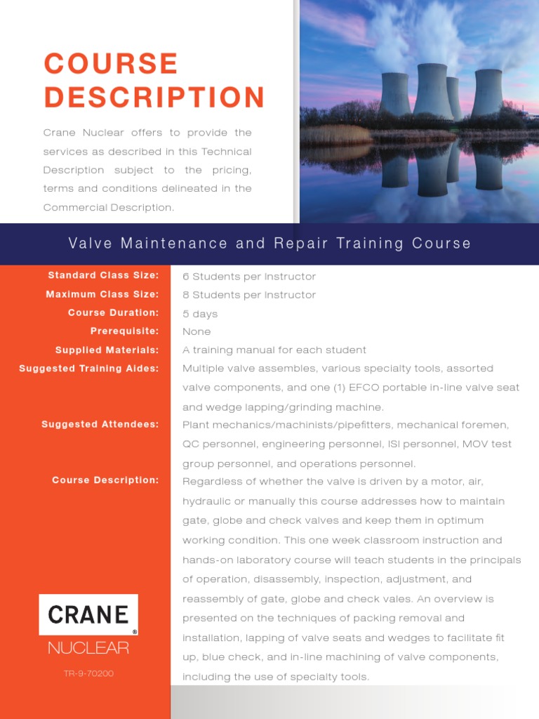 Valve Maintenance and Repair Training Course | PDF