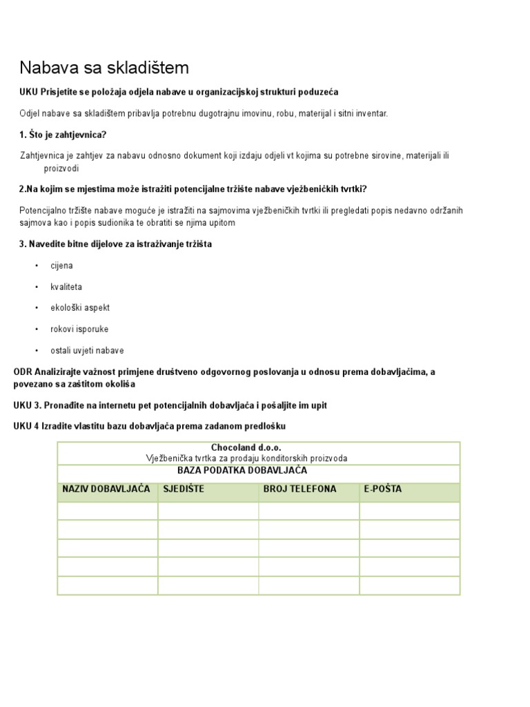 Nabava Sa Skladištem | PDF