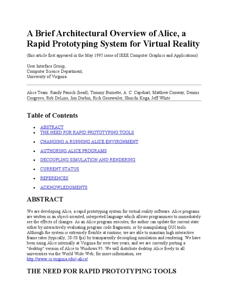 A Brief Architectural Overview of Alice | PDF | Simulation | Databases