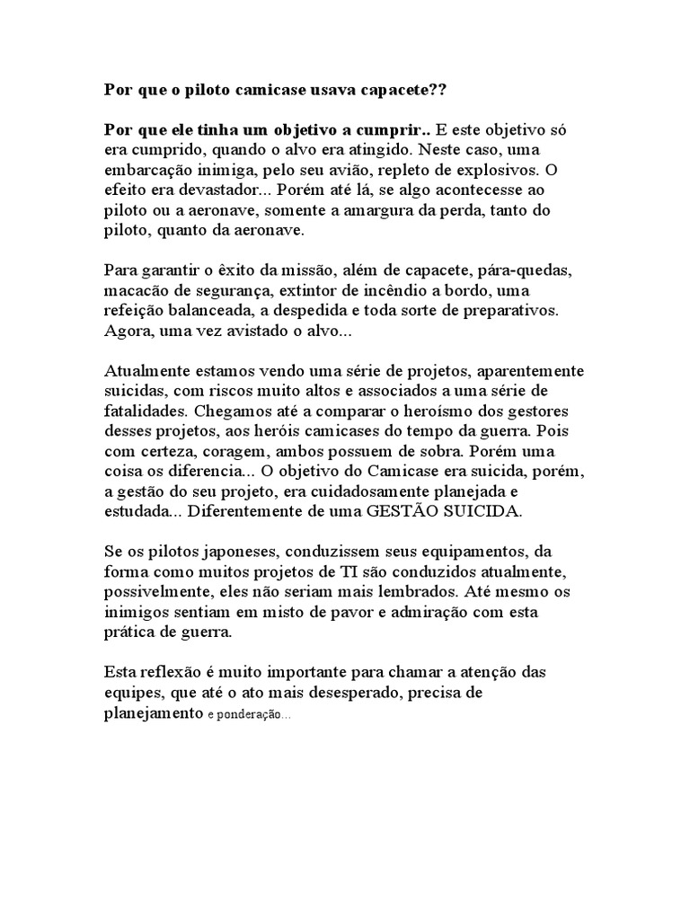 Artigo Camicase | PDF | Kamikaze | Avião
