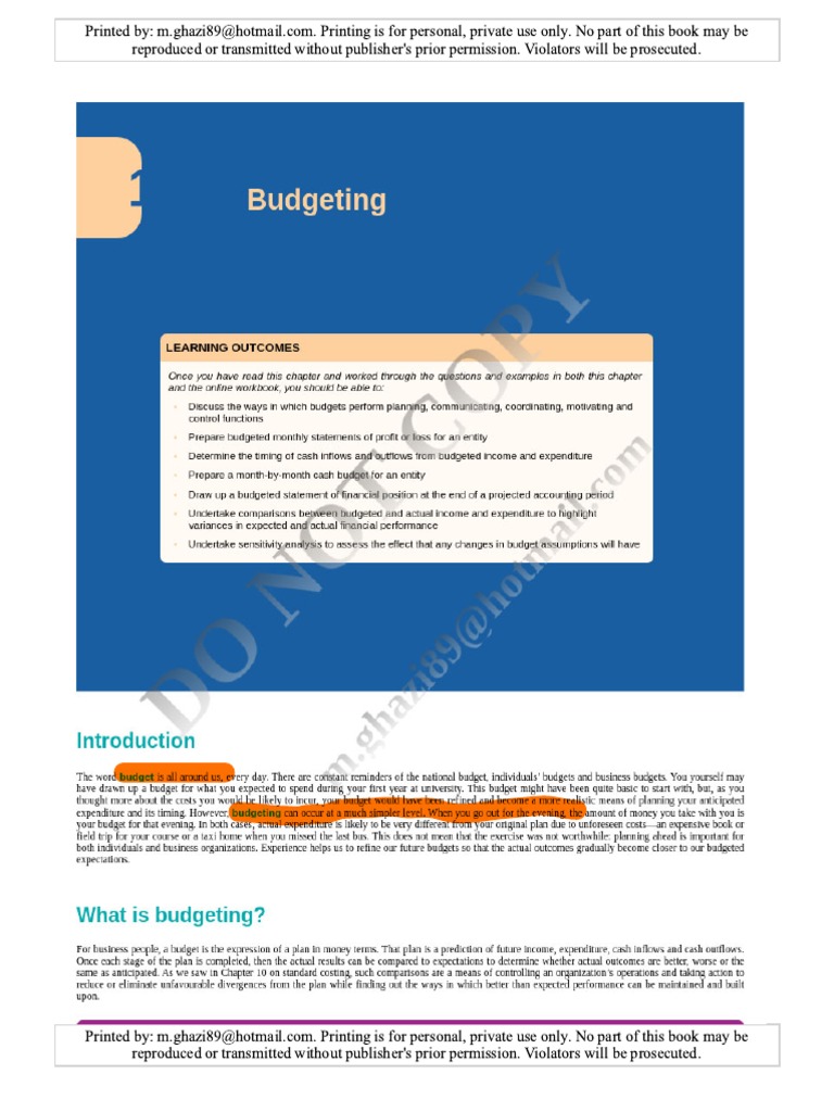 Chapter 11 - Budgeting | PDF