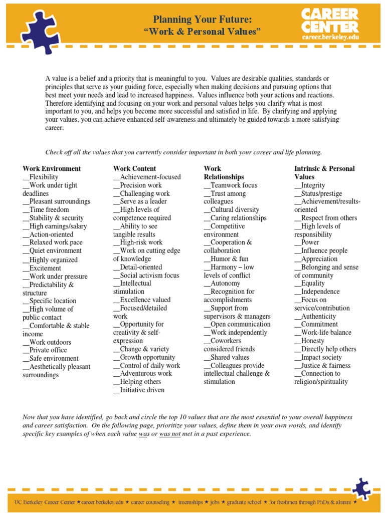 Values Checklist 2 | PDF | Happiness | Behavioural Sciences