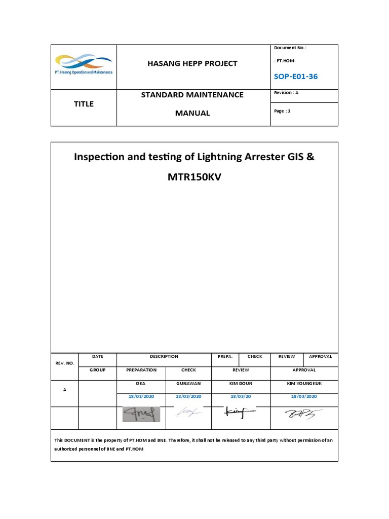 Lightning Arrester Maintenance Guide | PDF | Electrical Substation | Switch