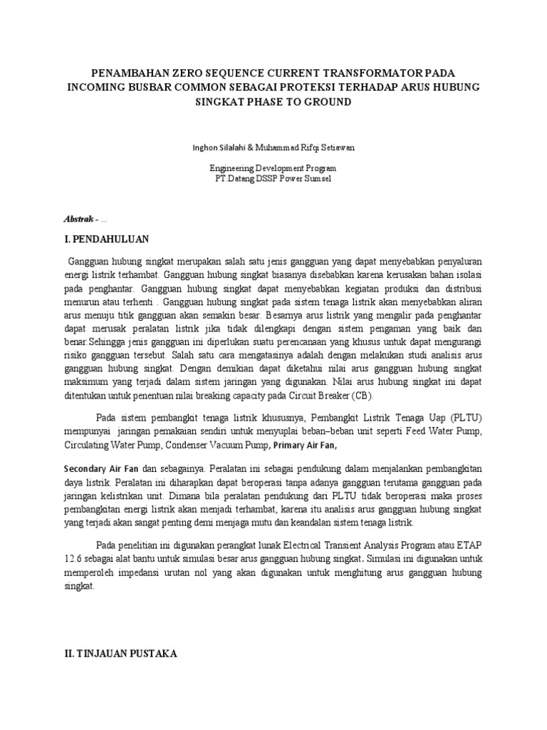 Proteksi Arus Hubung Singkat PLTU | PDF