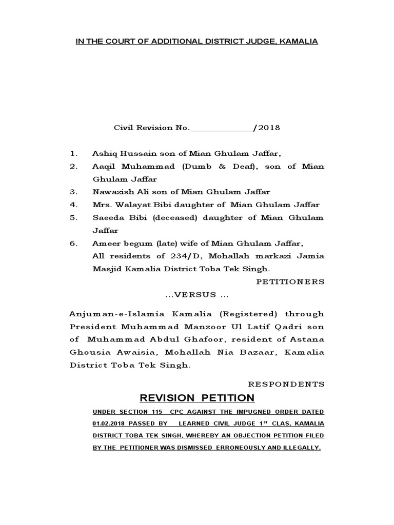 Ashiq Hussain Etc... Vs.... Anjuman Islamia Kamalia (Regd.) | PDF ...