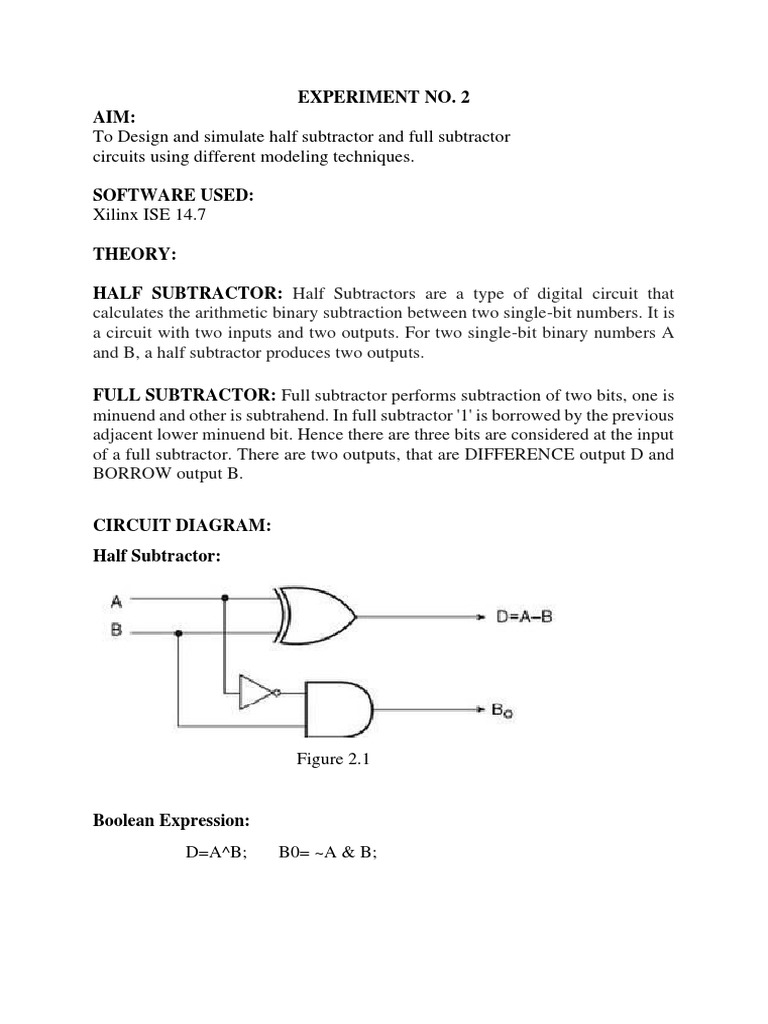 Expt 2 | PDF | Subtraction | Computer Engineering