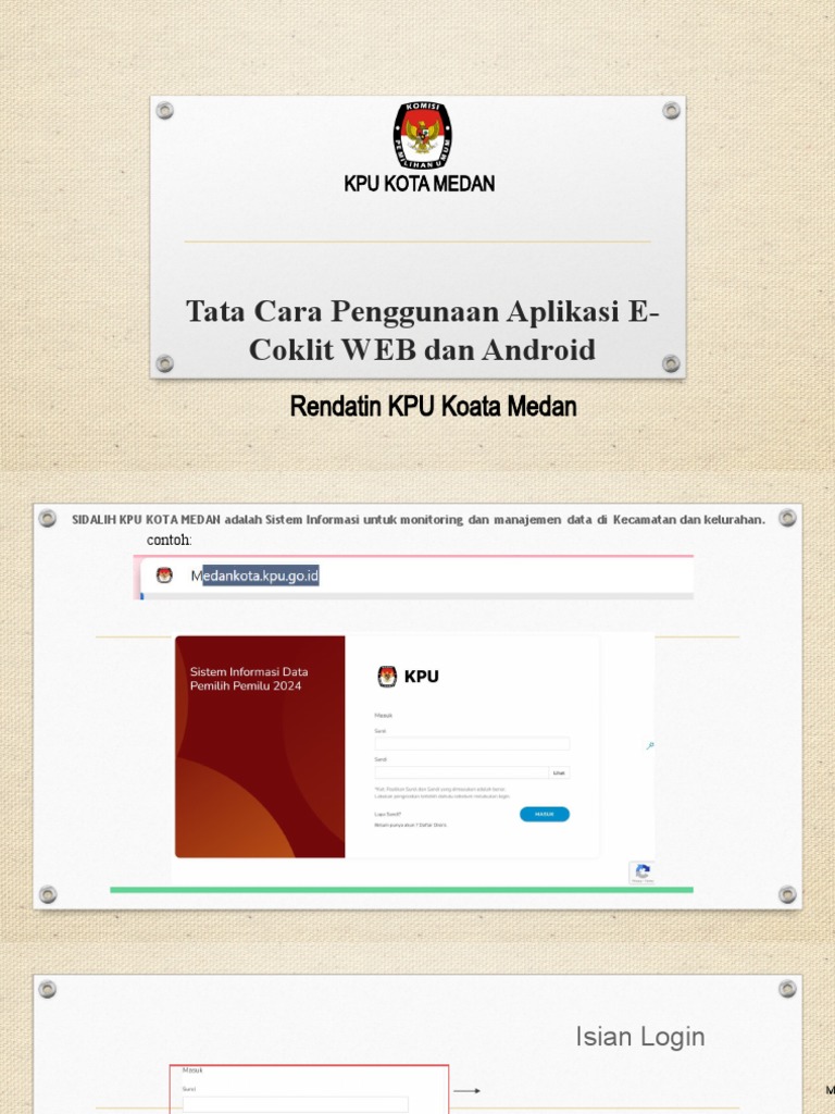 Panduan Aplikasi E-Coklit KPU Medan | PDF