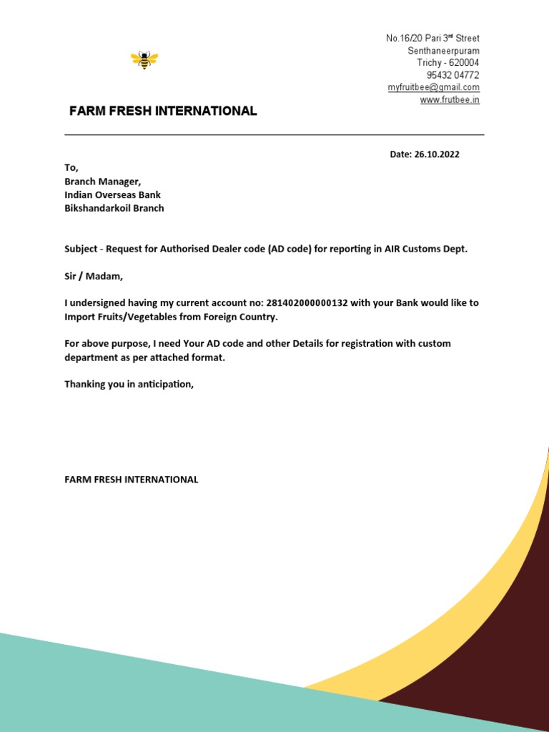 Ad Code Req Letter | PDF