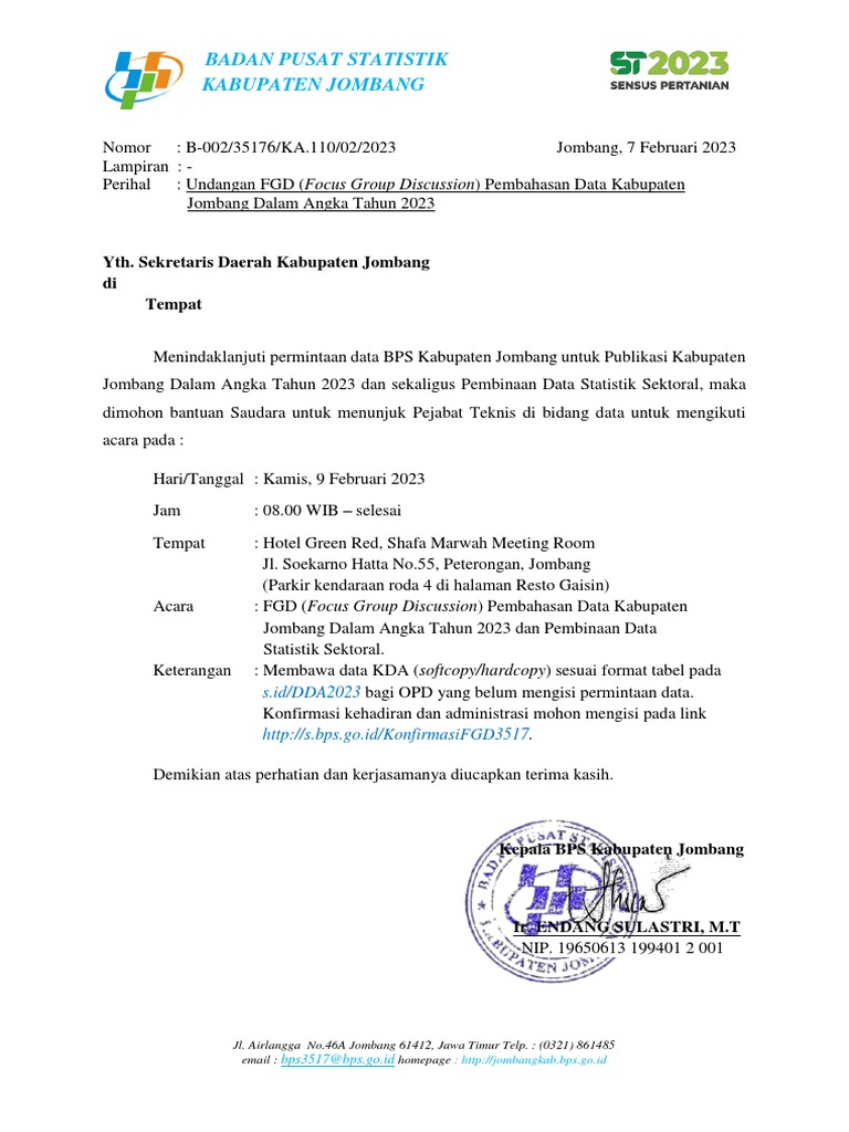 surat und FGD DDA 2023_sekda | PDF