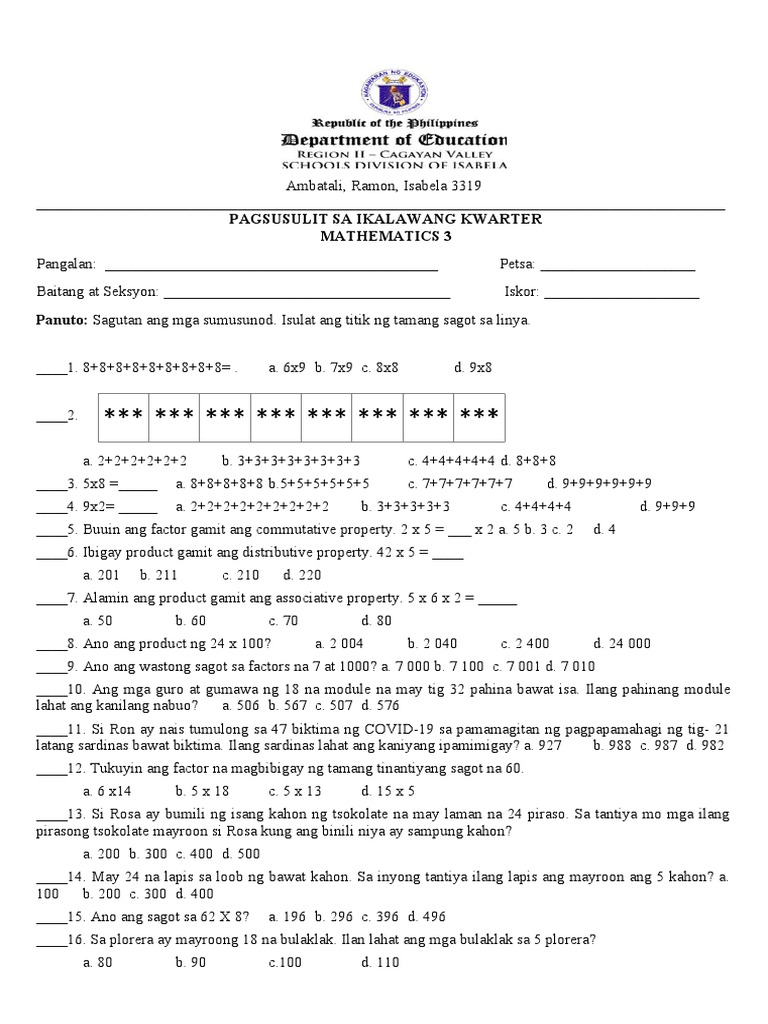 PT - Math 3-Q2 | PDF