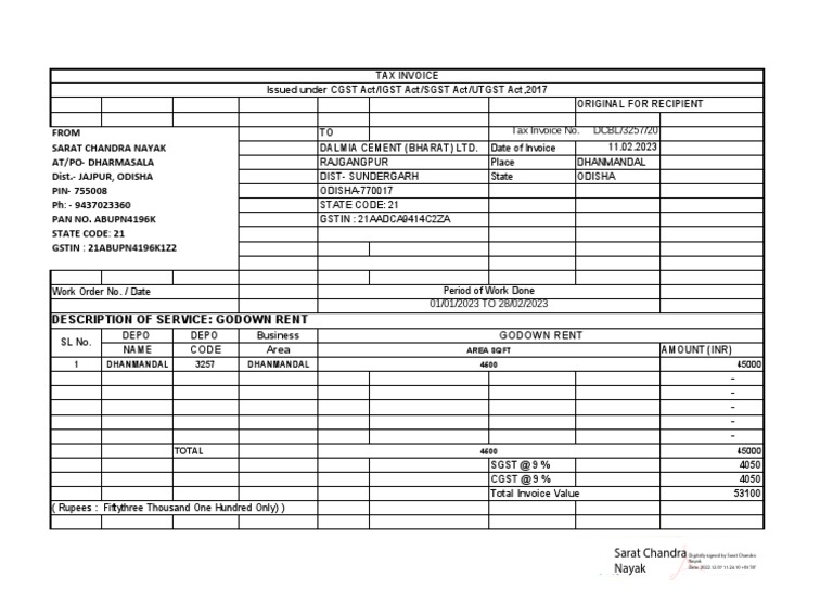 Godown Rent Bill February2023 | PDF | Economy Of India | Payments