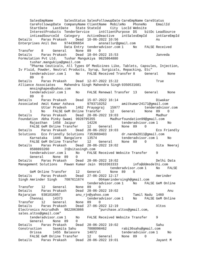 Paras Dead Data | PDF