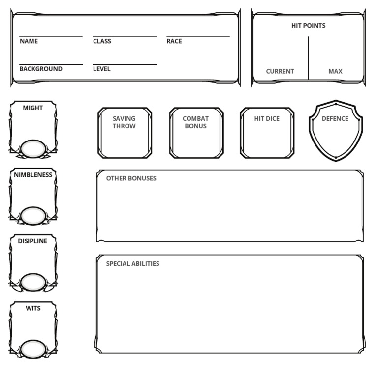 D&D 5E NPC Character Sheet Template | PDF