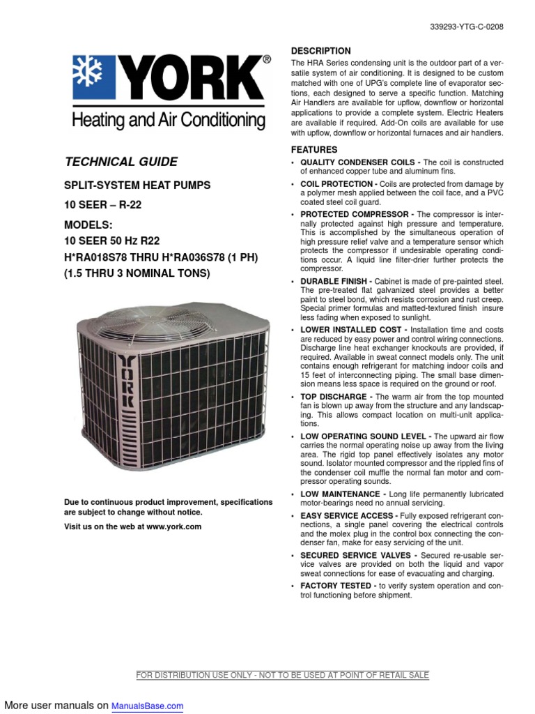 10 Seer 50HZ R22 | PDF | Thermostat | Electrical Wiring