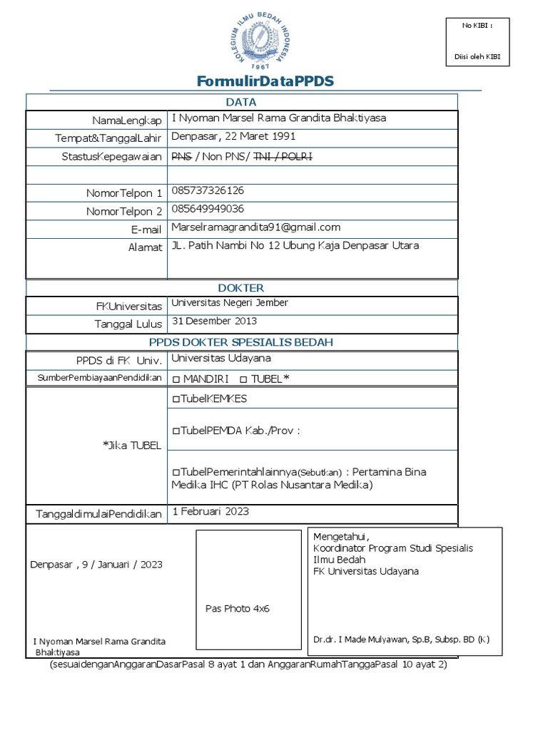 Formulir PPDS Terbaru 2 | PDF