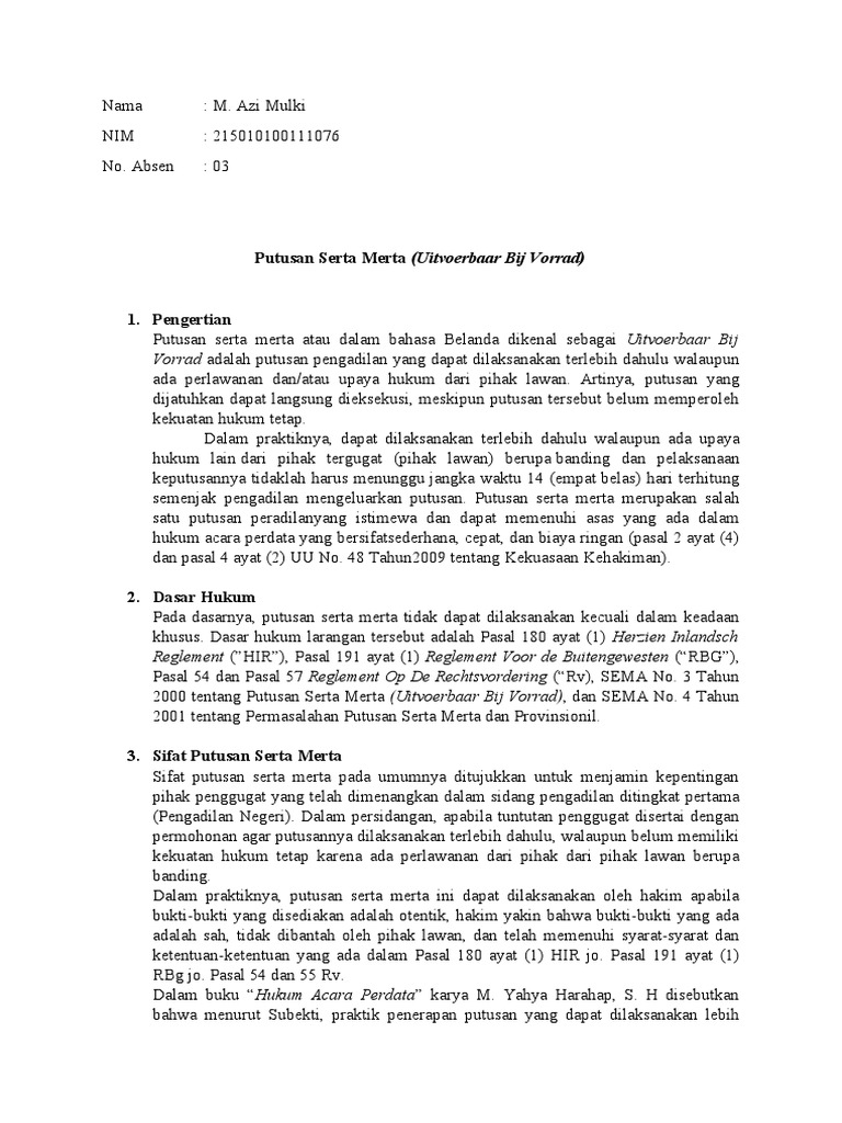 Putusan Serta Merta | PDF