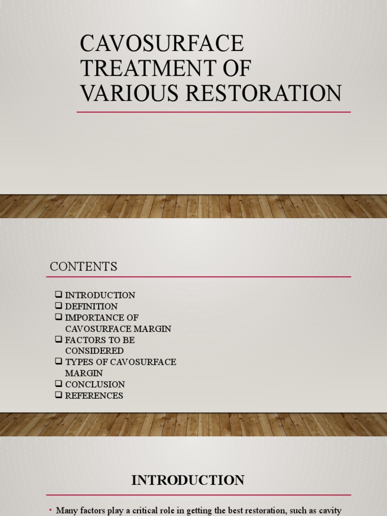 Cavosurface Treatment of Various Restoration | PDF | Tooth Enamel | Tooth