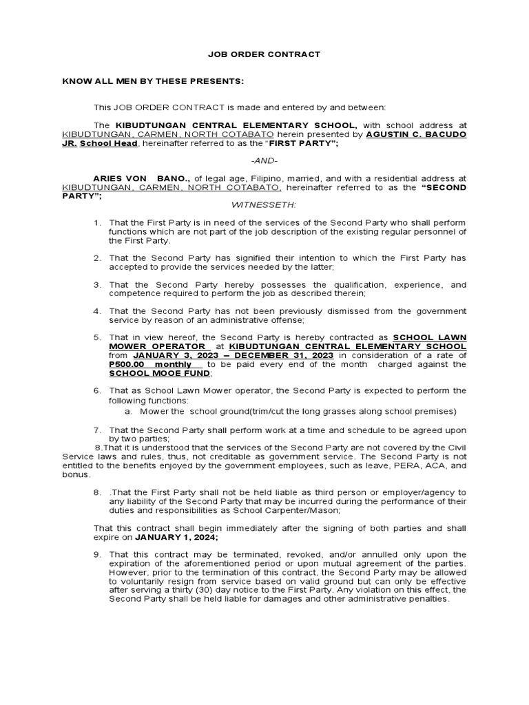 Job Order Contract Ground Mowing | PDF | Mower | Legal Liability