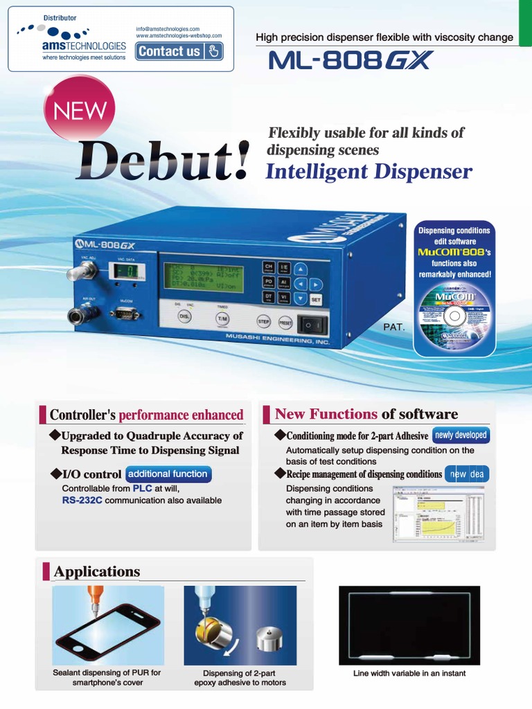 ML 808GX Air Pulse Dispenser Controller Musashi Engineering Datasheet | PDF