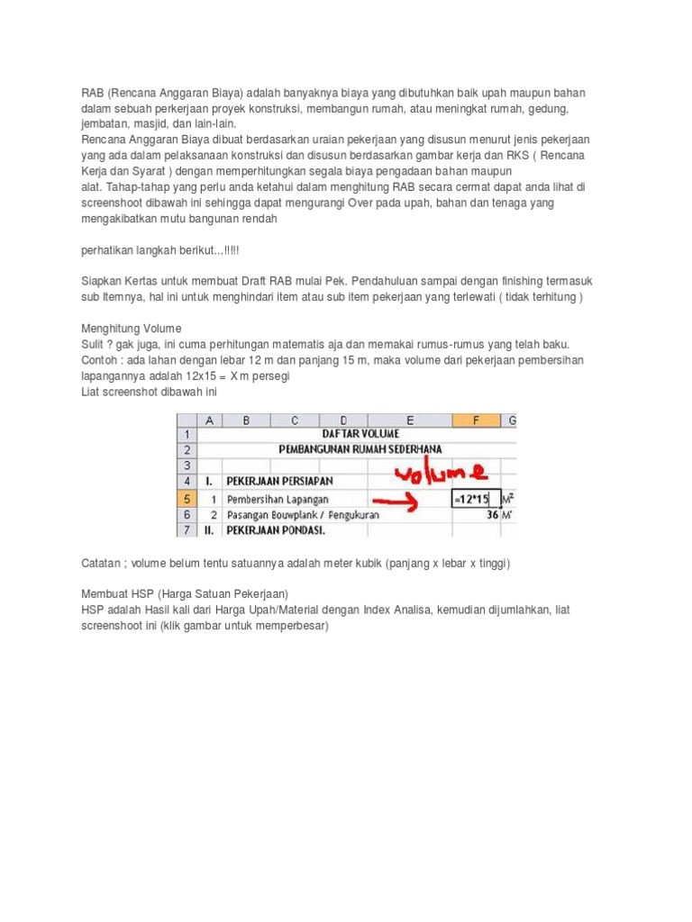 Contoh RAB Rumah Sederhana | PDF | Komputer