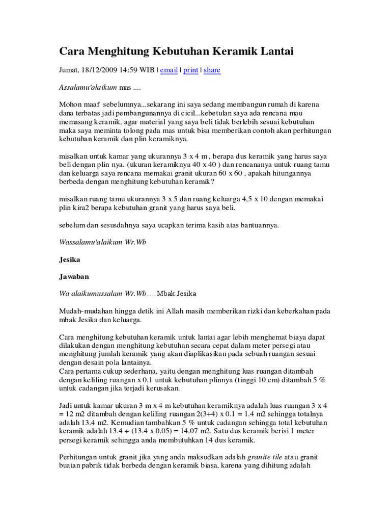 Cara Efektif Hitung Kebutuhan Keramik | PDF | Metode & Bahan Ajar | Seni