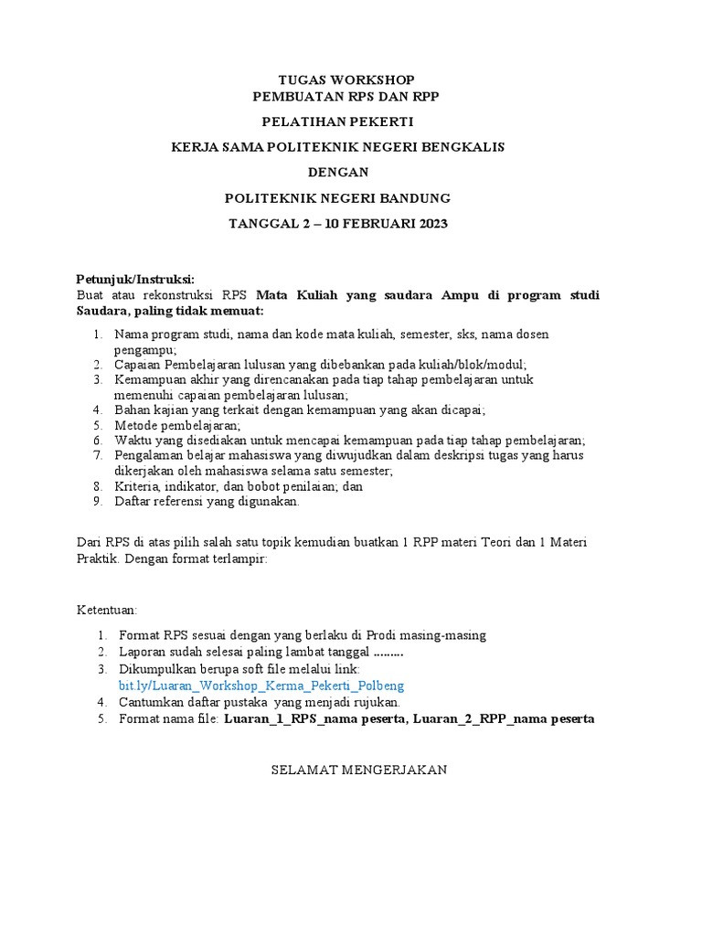 1-2 Penugasan Membuat RPS Dan RPP | PDF