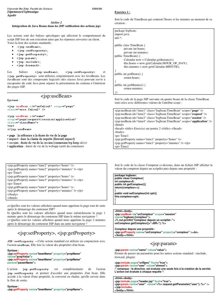 Intégration de Java Beans en JSP | PDF | Java (Langage de programmation ...