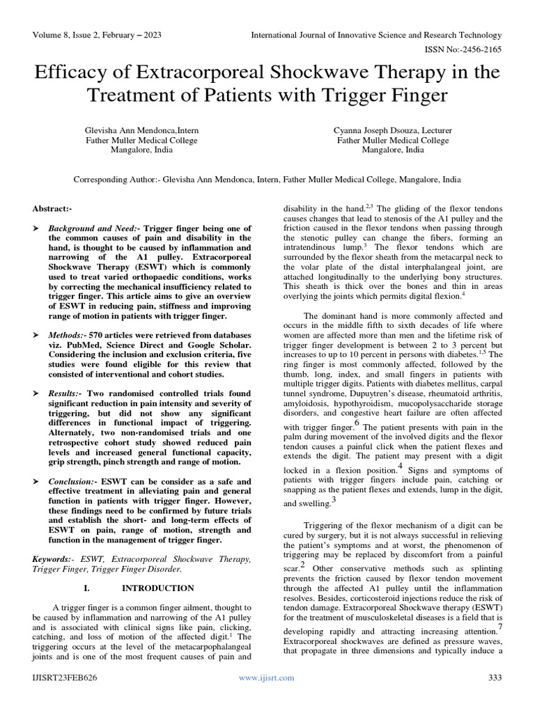 Efficacy of Extracorporeal Shockwave Therapy in The Treatment of ...