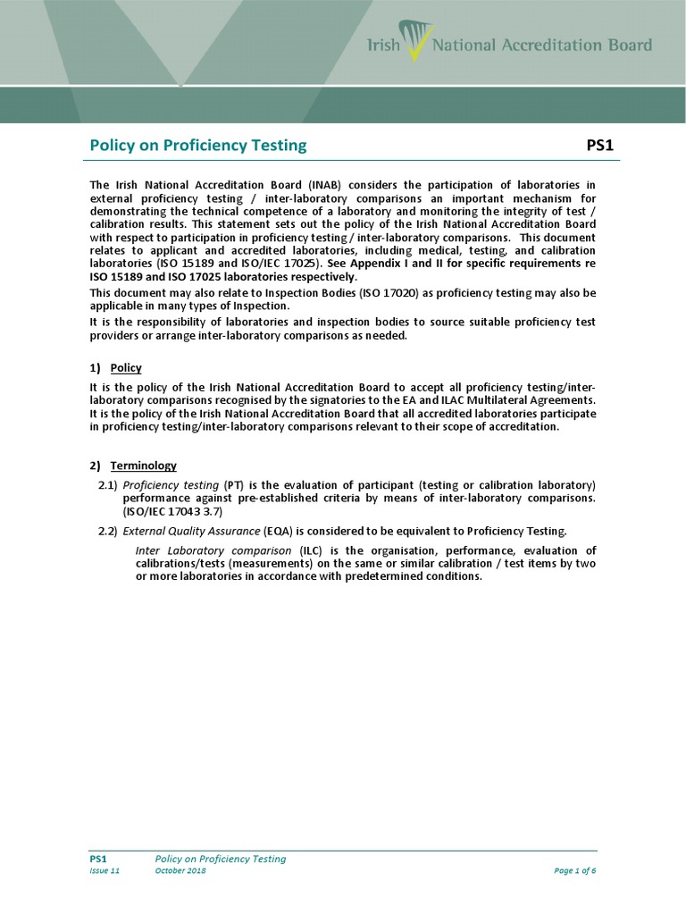 INAB Proficiency Testing Policy Overview | PDF | Immunohistochemistry
