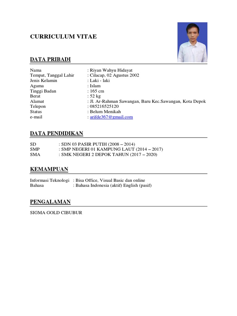 Riyan Wahyu Hidayat's CV | PDF