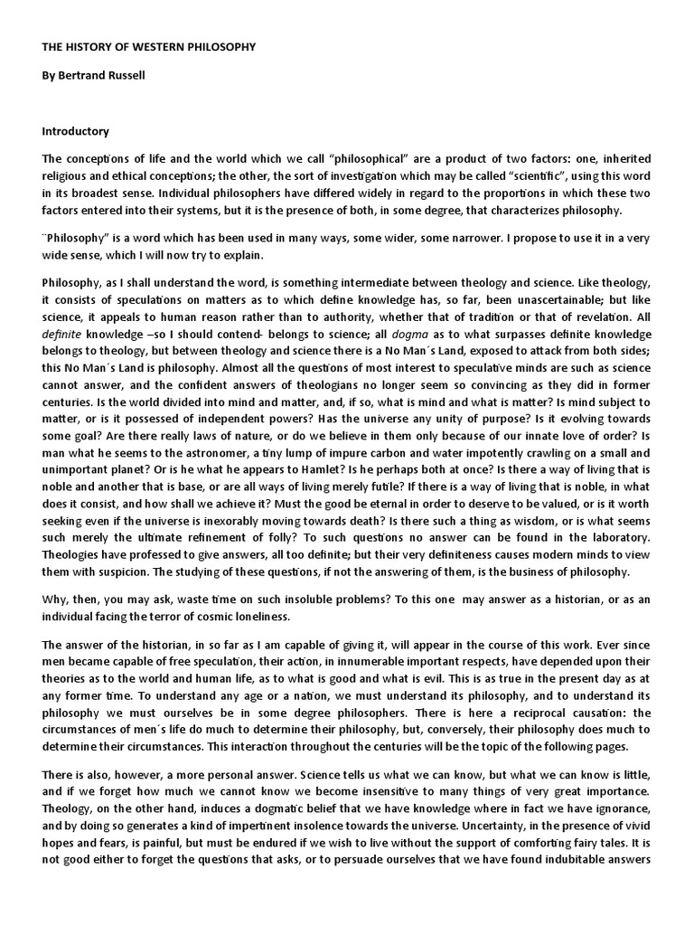 The History of Western Philosophy | PDF | Science | Theology