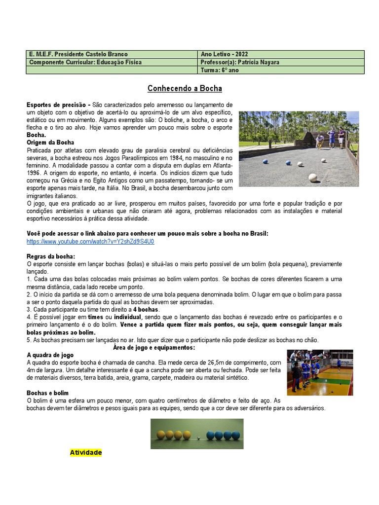 Conhecendo o esporte da Bocha: sua origem, regras e como é praticado ...