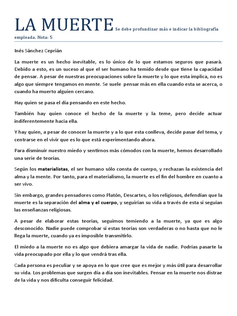 Enfrentando el Miedo a la Muerte | PDF | Filosofía