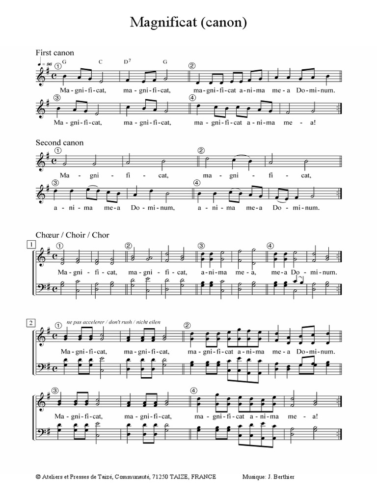 Partition Magnificat - Taize - Chorale | PDF